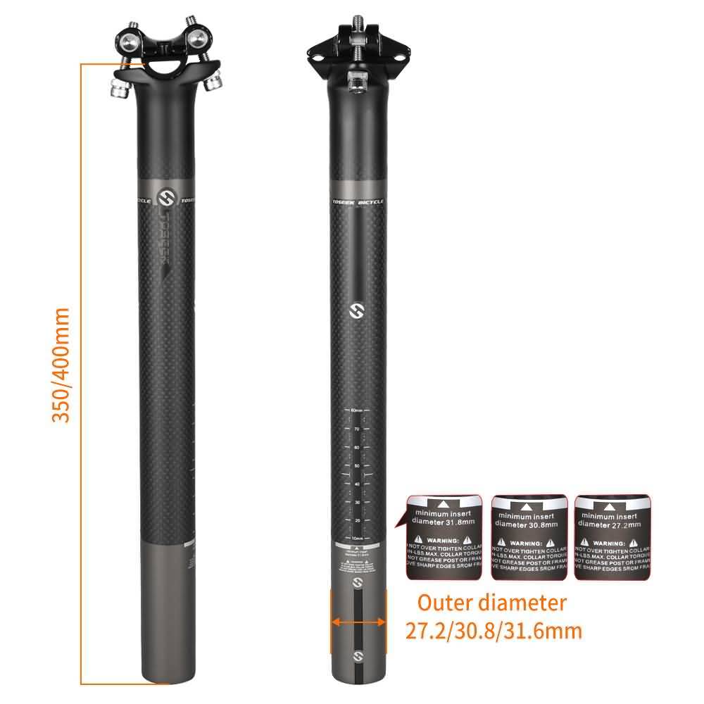 Buy TOSEEK Carbon Seatpost Offset 0mm Bike Seatpost Carbon MTB Bicycle ...